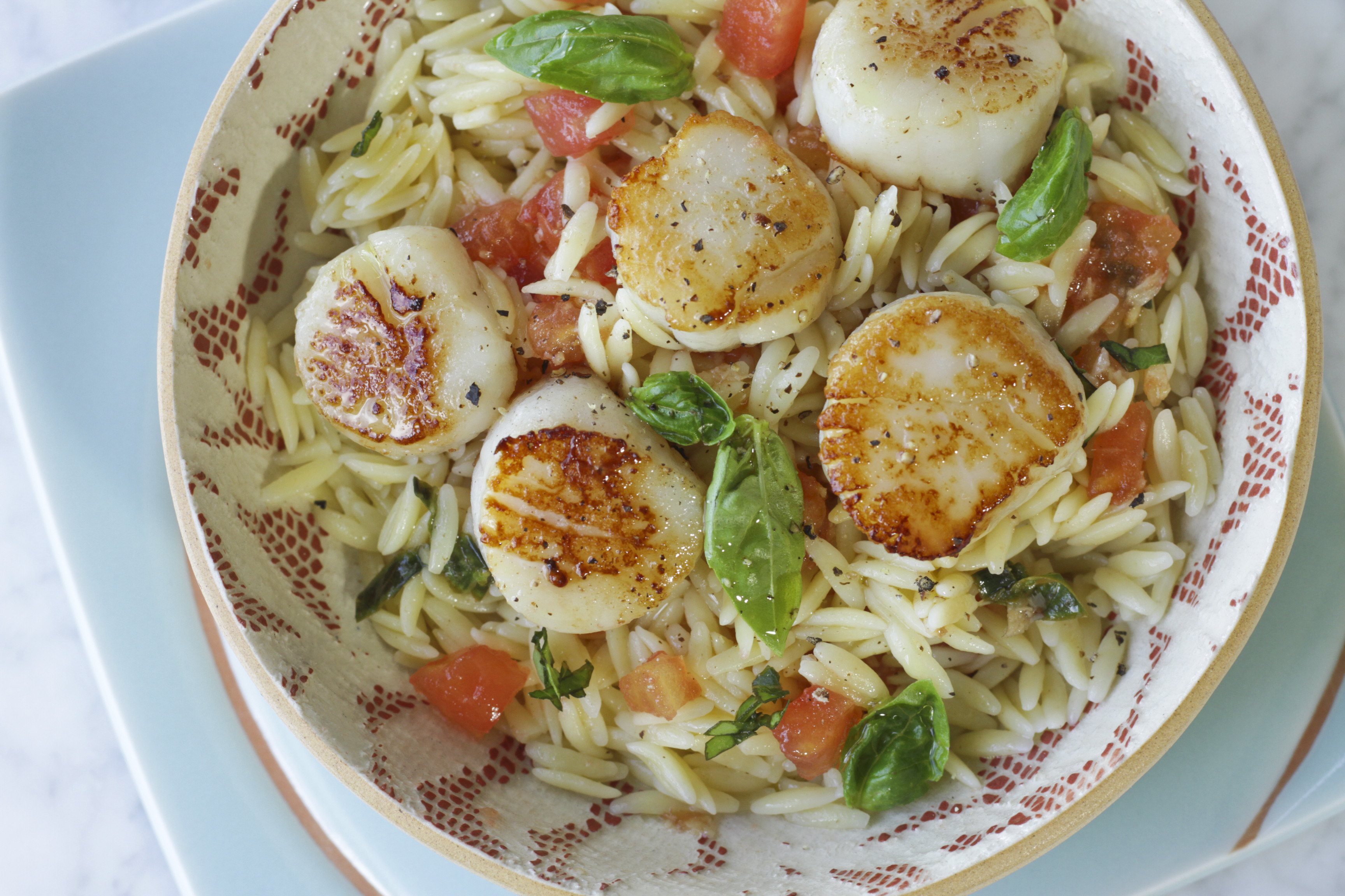 Scallops with Orzo, Tomatoes and Ginger - Ever Open Sauce