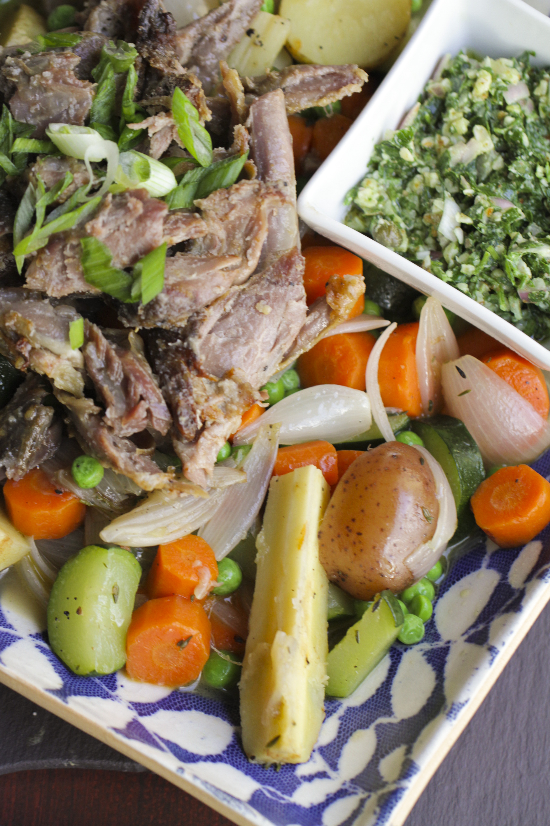 Roast Lamb with Braised Vegetables and Salsa Verde - Ever Open Sauce