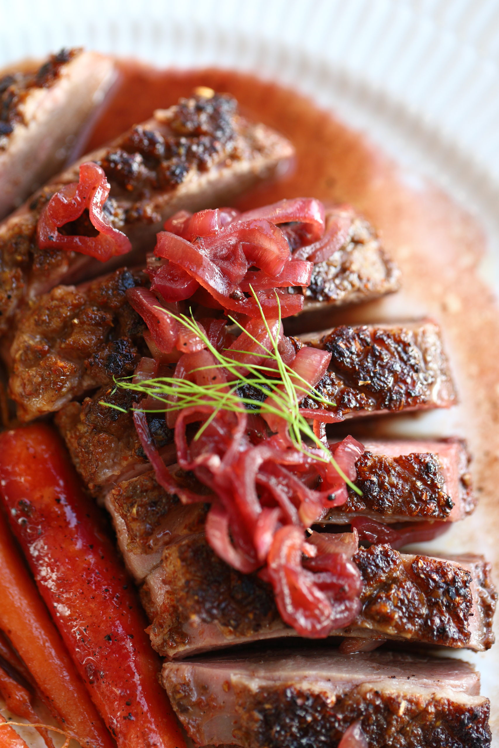 Spiced-Crusted Duck Breast with Cumin Scented Carrots - Ever Open Sauce
