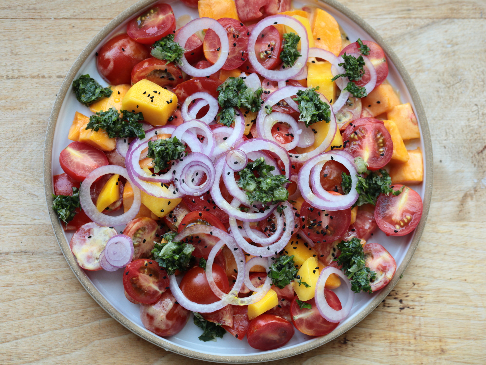 Summer Tomatoes with Mango Miso Dressing | Ottolenghi - Ever Open Sauce